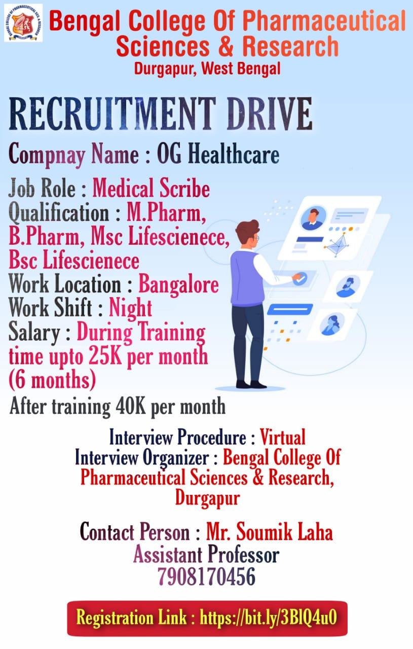 OG Healthcare Virtual Recruitment Drive for Medical Scribe - M.Pharm, B ...