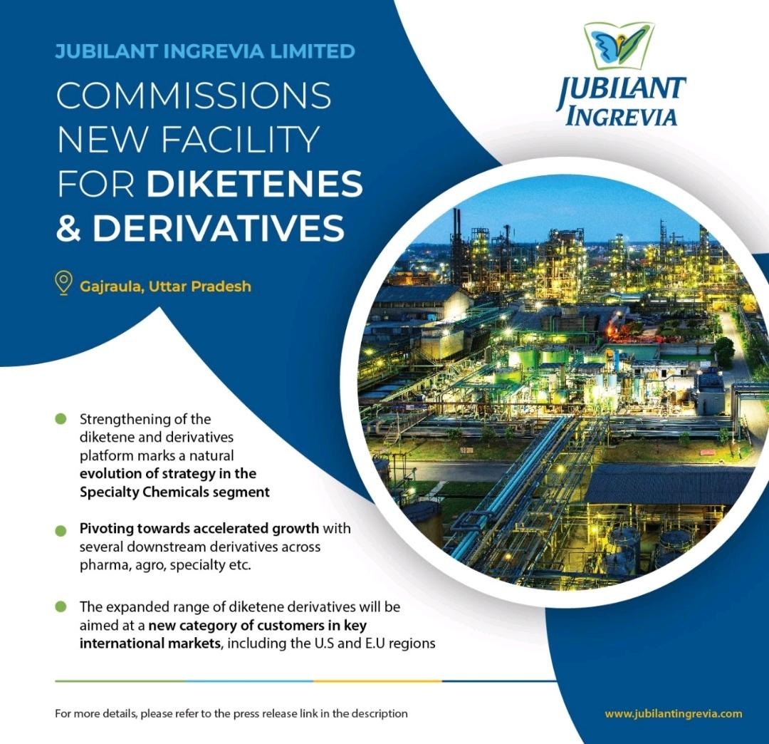 JUBILANT INGREVIA LIMITED COMMISSIONS NEW FACILITY FOR DIKETENES ...