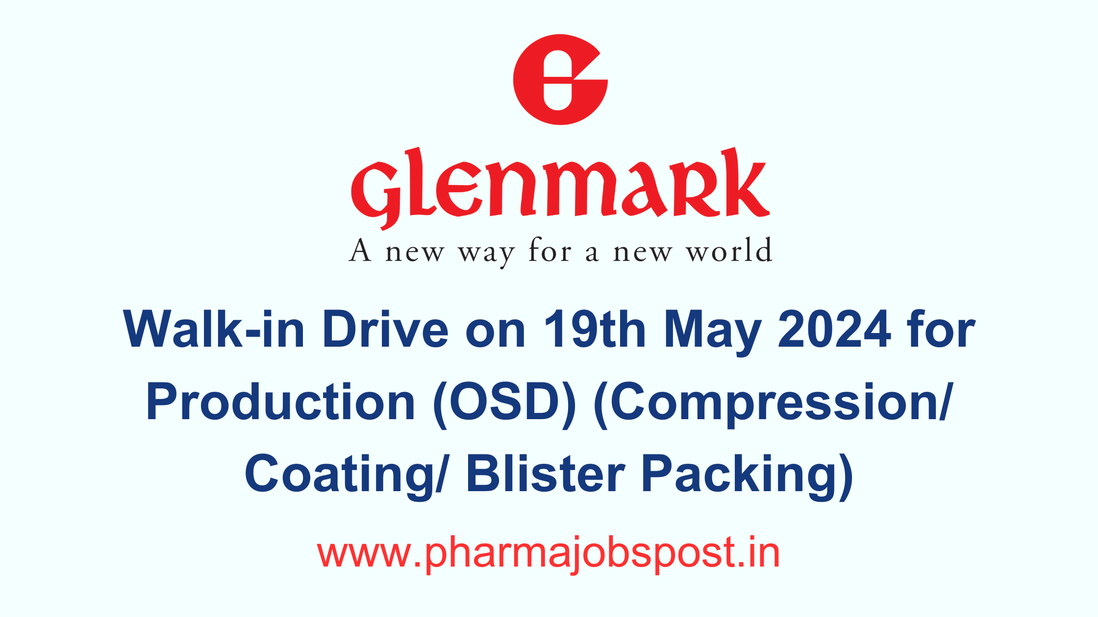 Walk-in Drive Glenmark Pharmaceuticals, Sikkim unit on 19th May 2024 ...