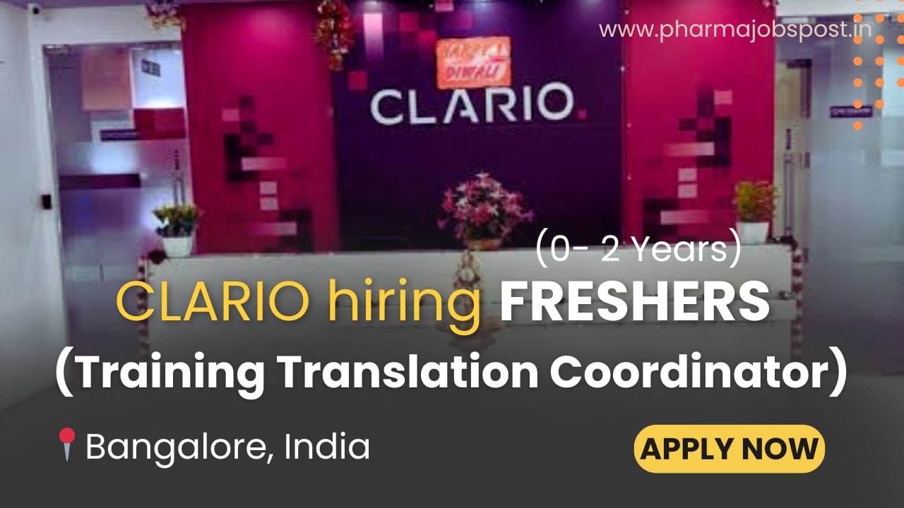 Clario is Now Hiring Freshers for Training Translation Coordinator ...