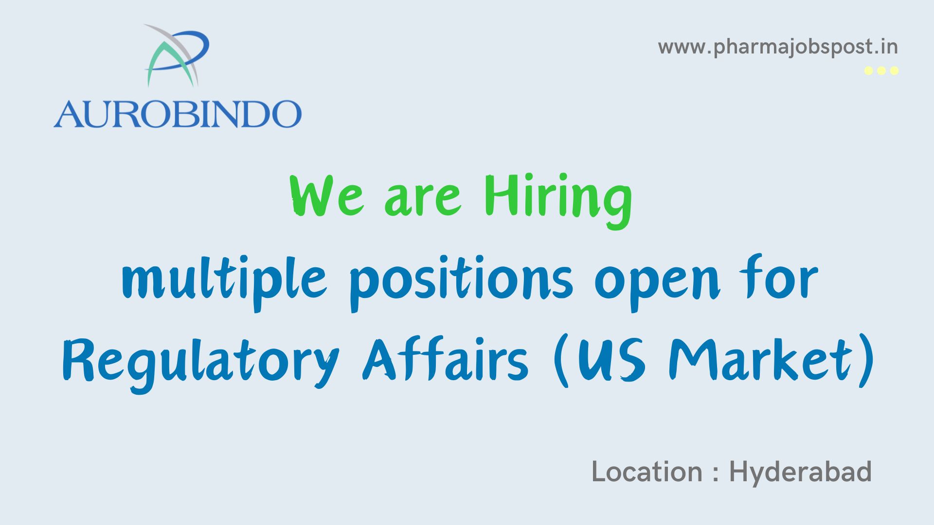 AUROBINDO PHARMA multiple positions open for Regulatory Affairs (US ...