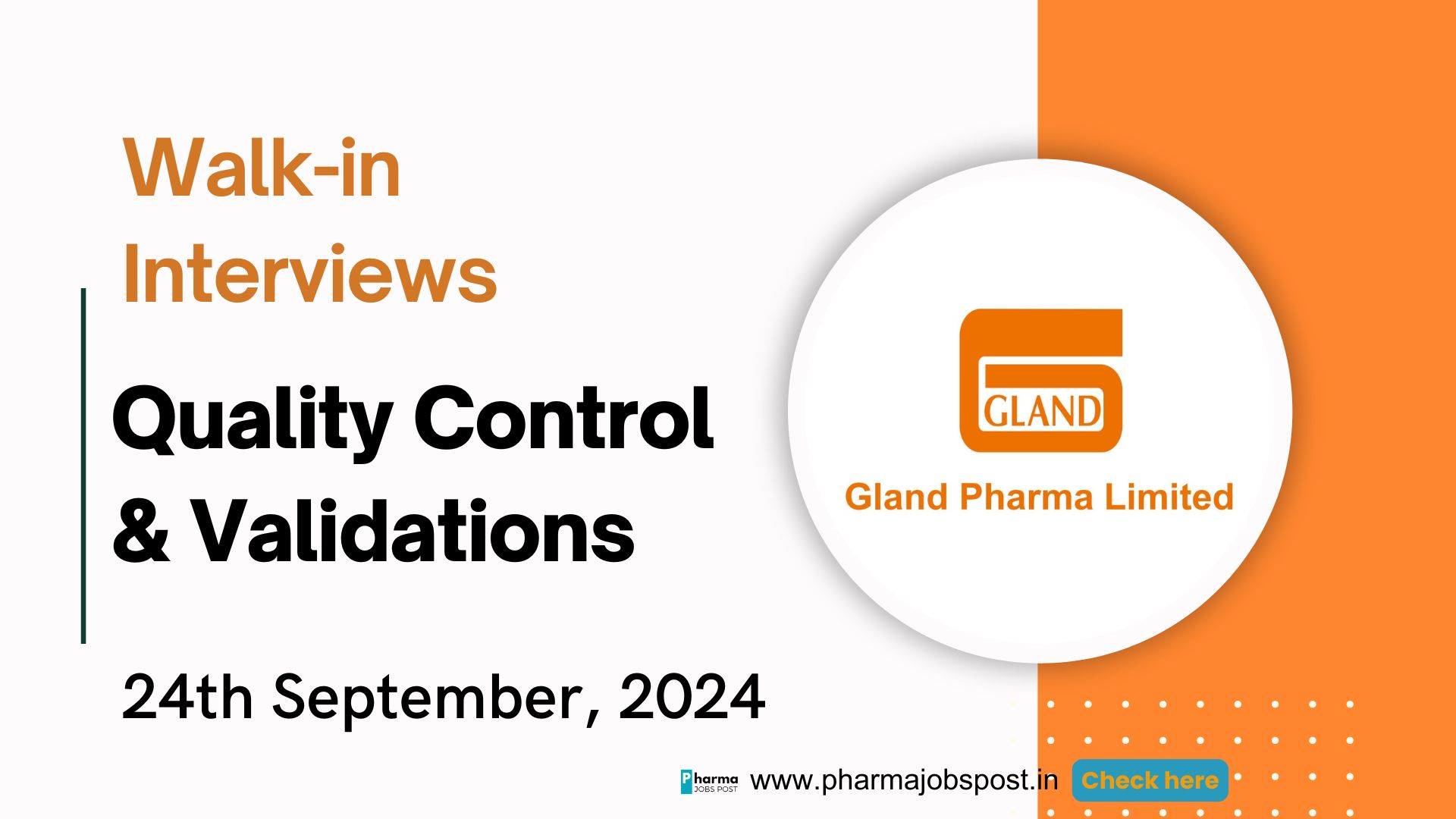 Gland Pharma Walk-in Interviews for Experienced Quality Control ...