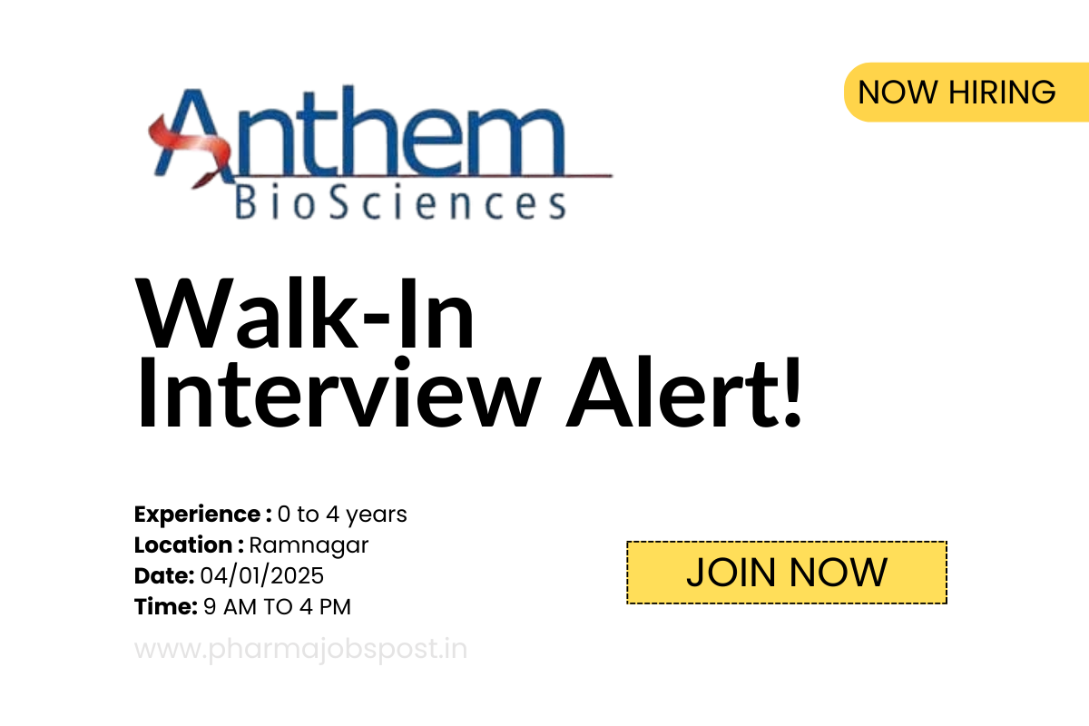 Anthem Biosciences Walk-In Interview Alert! Fresh & Experience on 04/01 ...