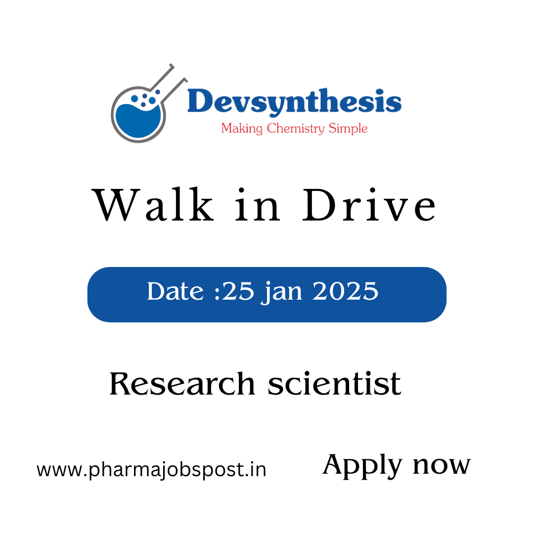 Devsynthesis Walk In Interview For Research Scientist PHARMA JOBS POST Devsynthesis Walk In Interview For Research Scientist PHARMA JOBS POST