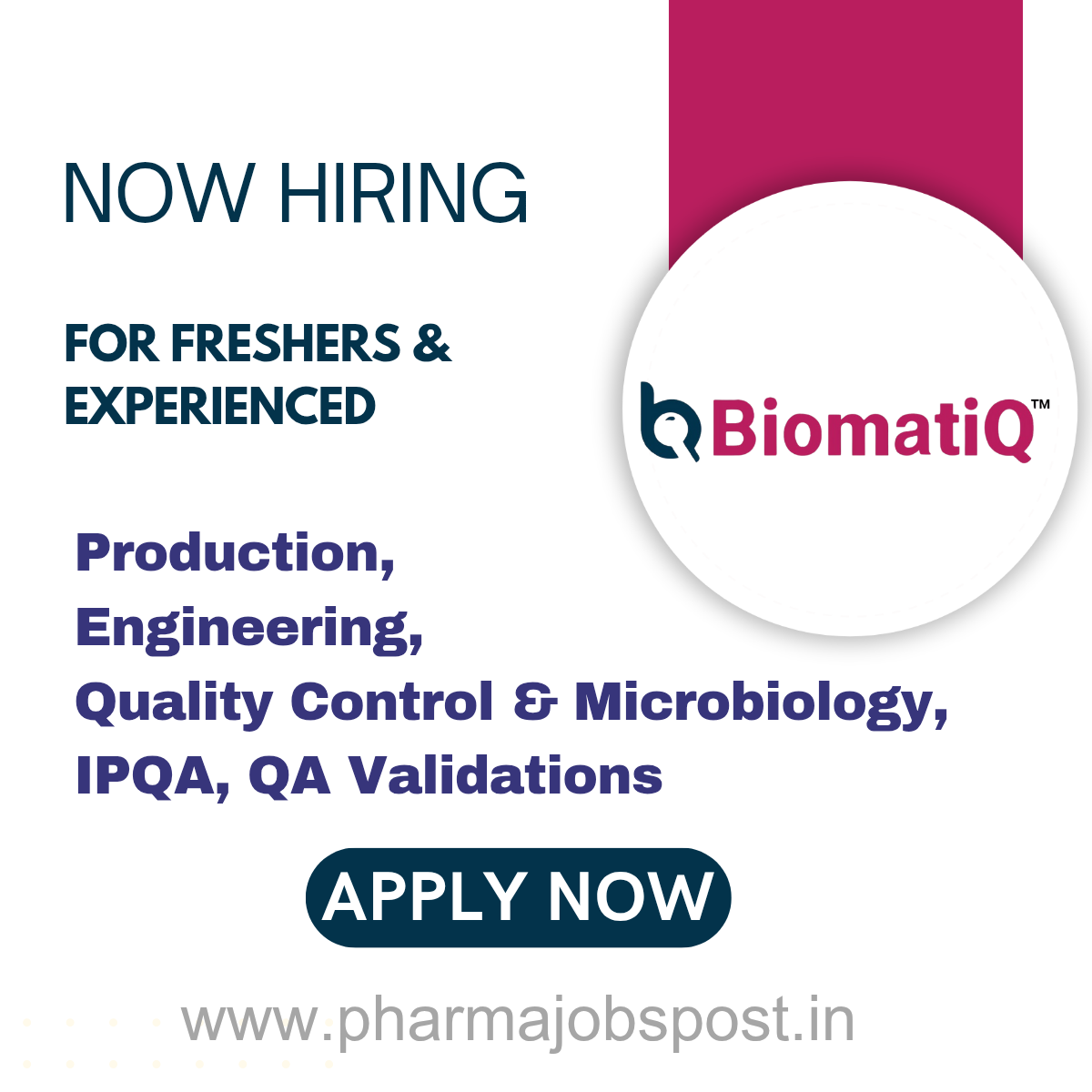 BiomatiQ Private Limited hiring for Production, Engineering,Quality ...