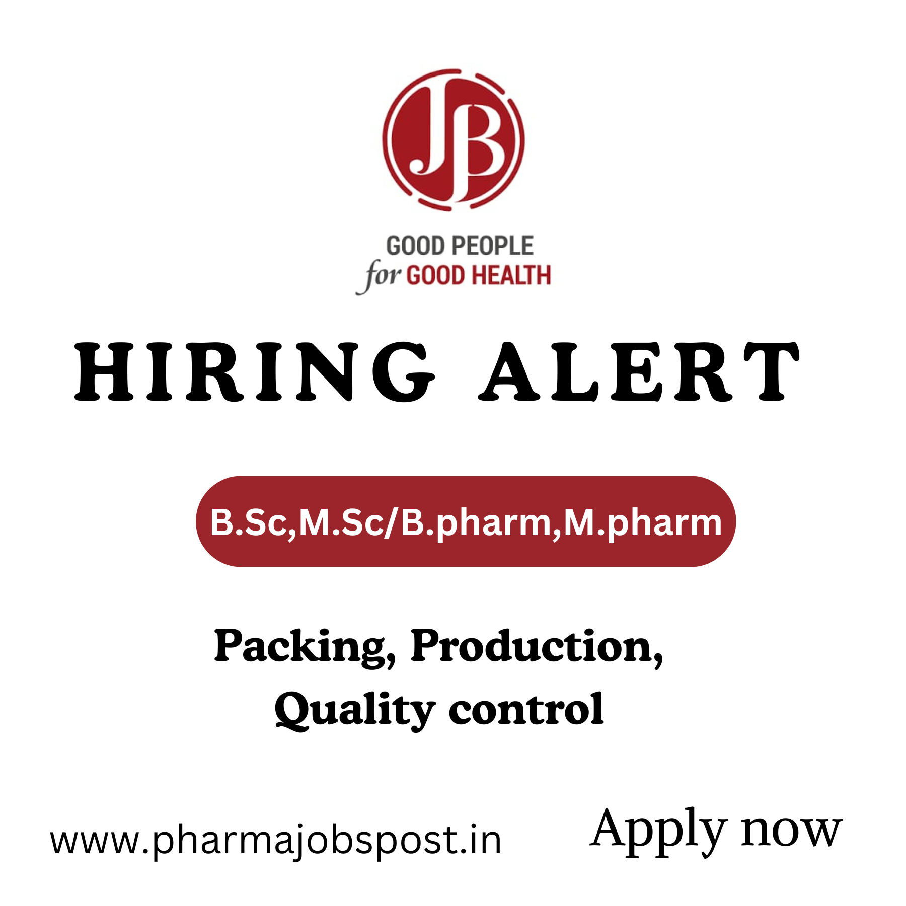 JB chemicals Hiring for Packing, Production & QC Departments | Apply ...