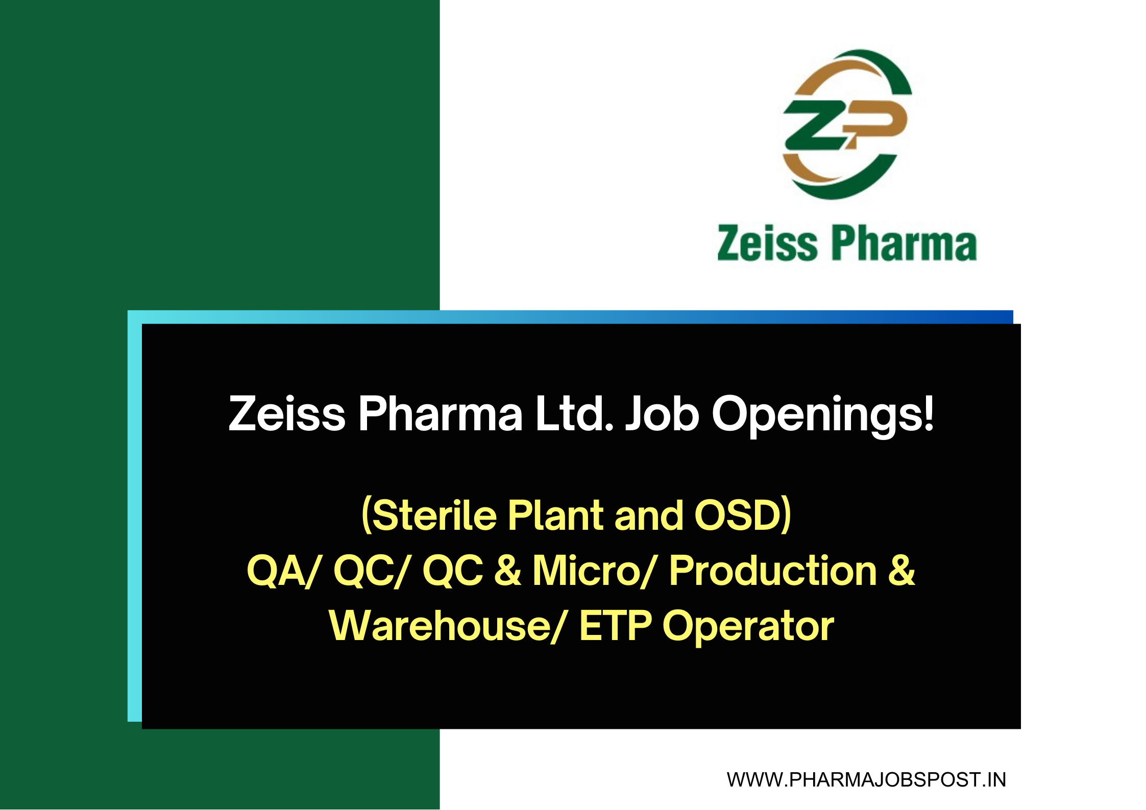 Zeiss Pharma Ltd. Job Openings in Jammu (Sterile Plant and OSD ...