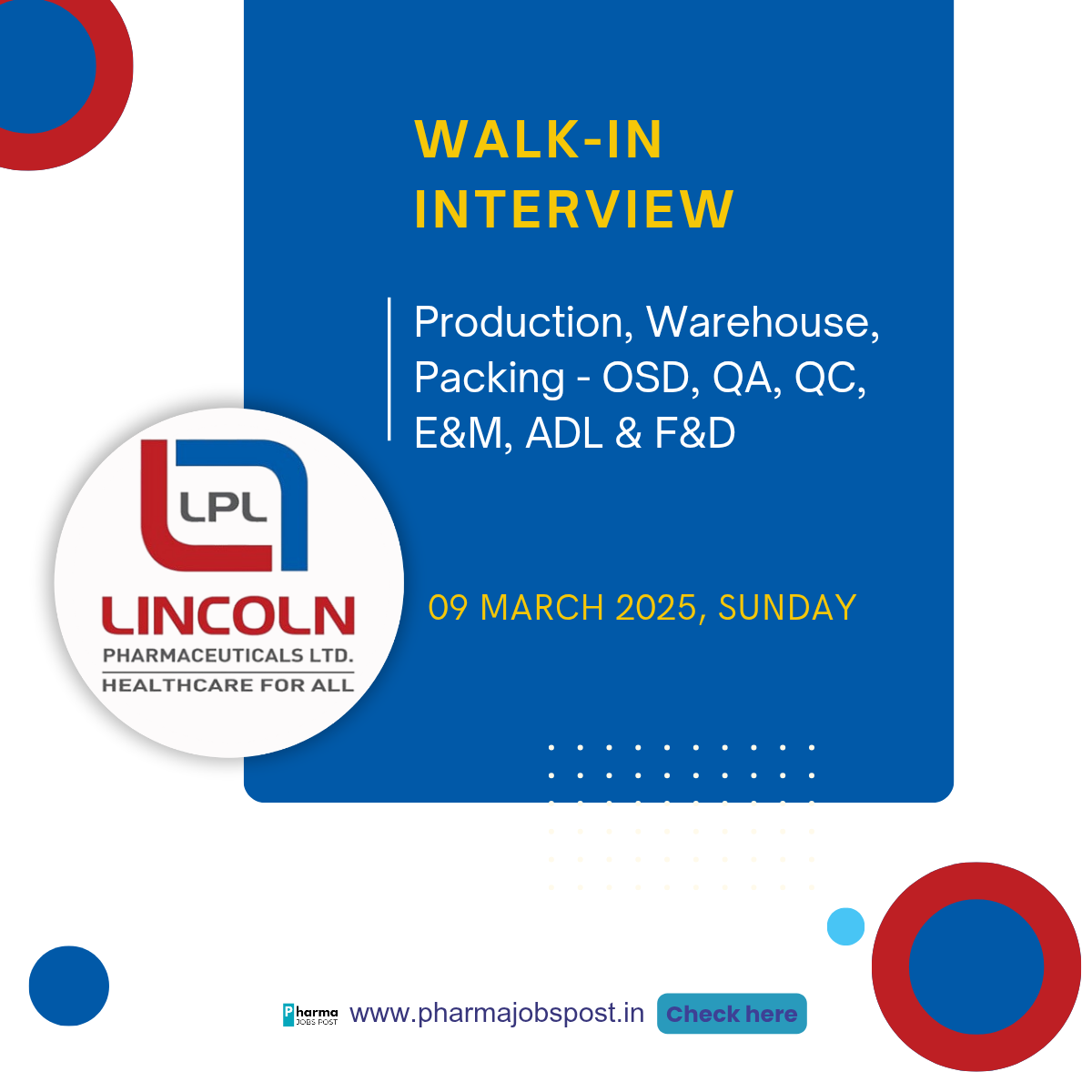 Walk-In Interview at Lincoln Pharmaceuticals on 09 March 2025, Sunday ...
