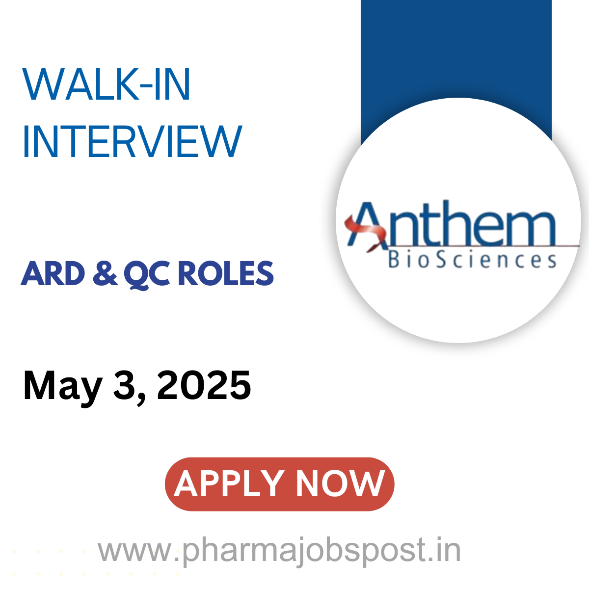 Anthem Biosciences Walk-In Drive: Hiring ARD & QC Professionals in ...