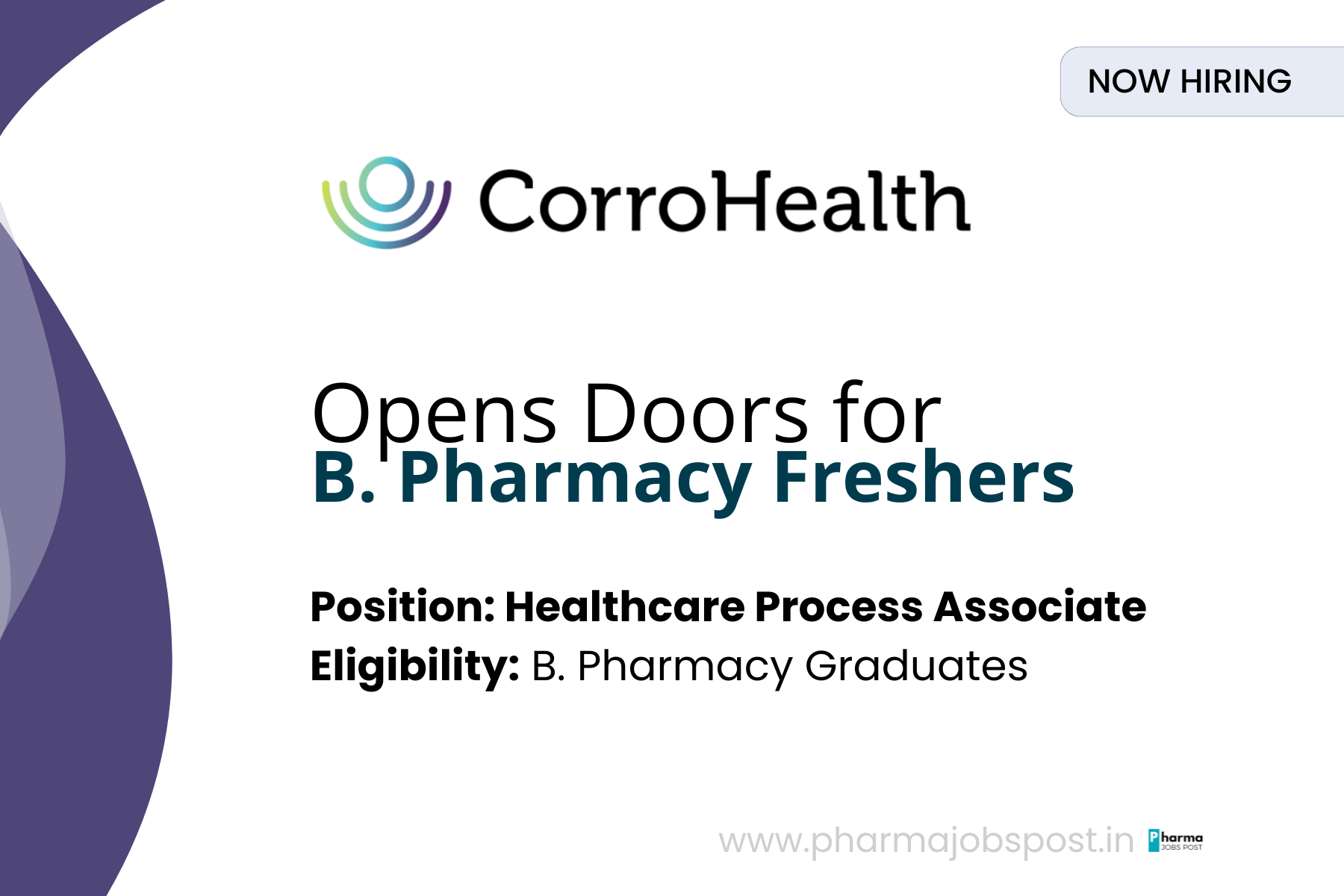 B. Pharmacy Fresher Jobs at CorroHealth | ₹3 LPA salary | Walk-in ...