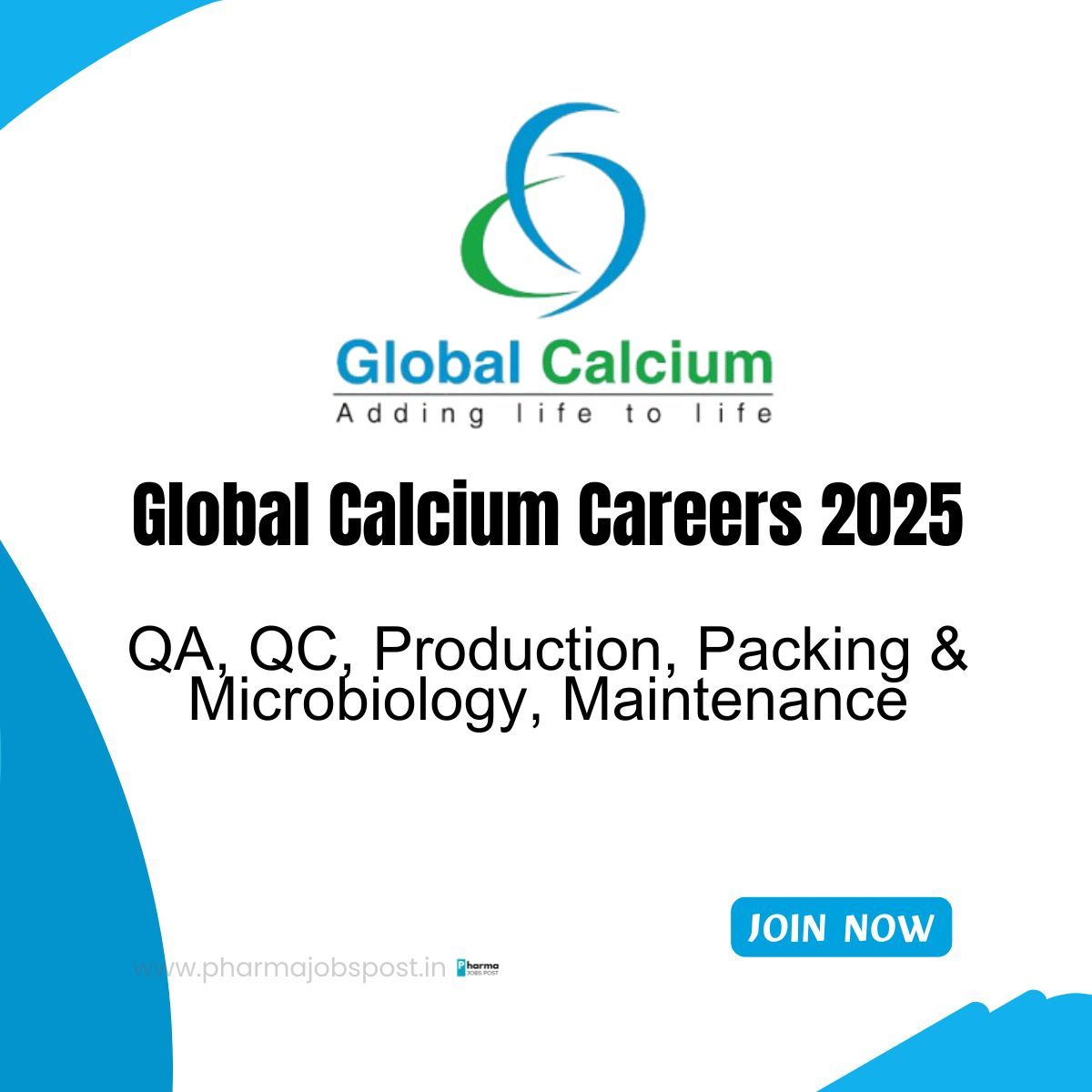Global Calcium Careers 2025 | QA, QC, Production & More Pharma Job ...