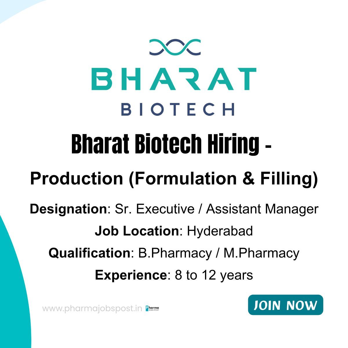 Bharat Biotech Hiring for Production (Formulation & Filling) – Sr ...