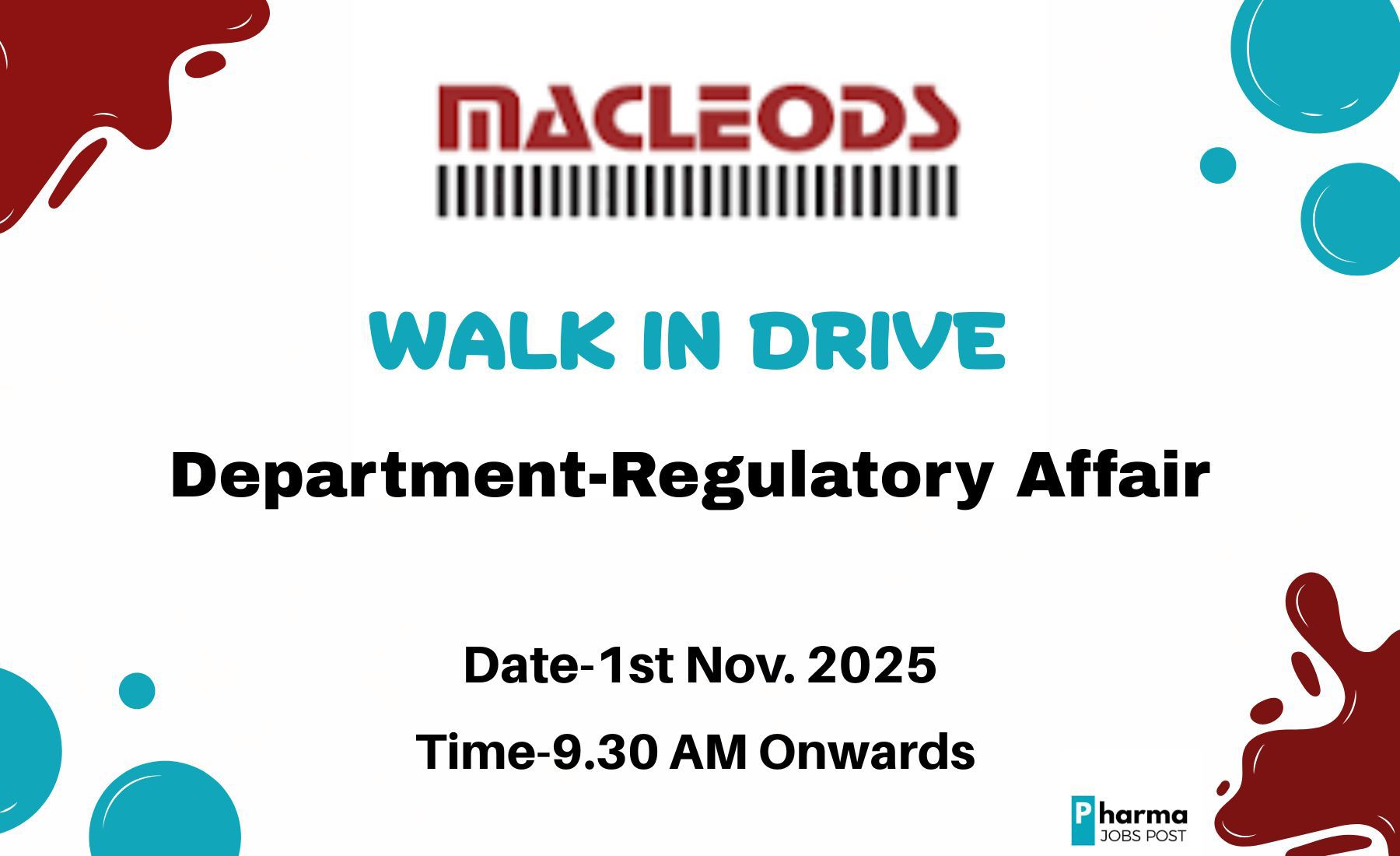 Macleods Walk-in Drive 2025 – Regulatory Affairs Jobs in R&D Mumbai | M ...