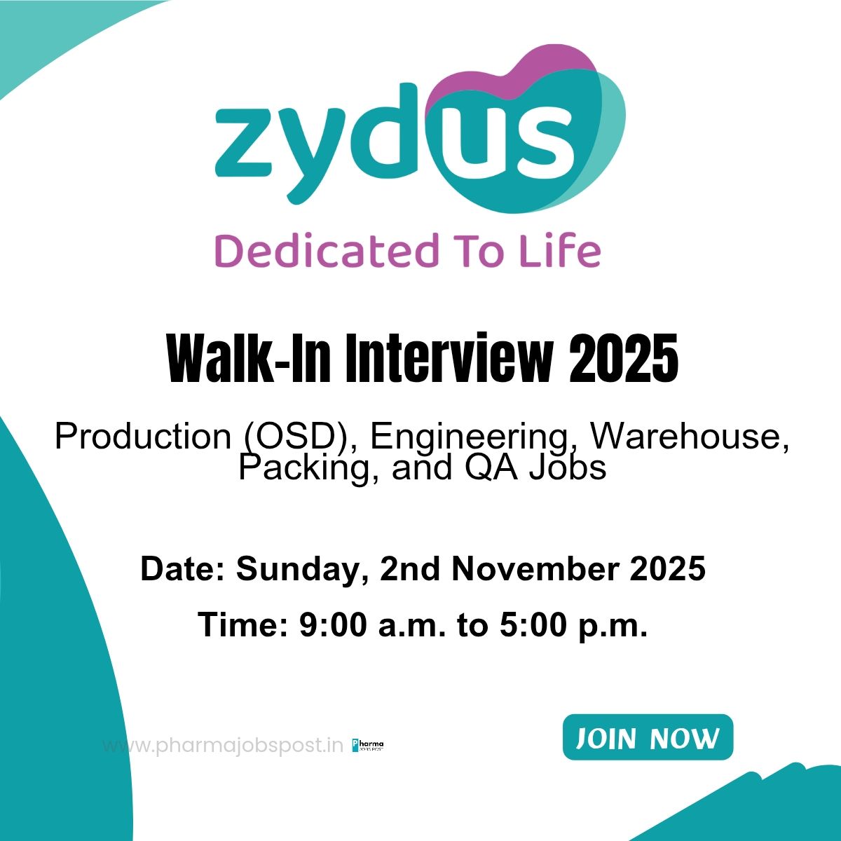 Zydus Lifesciences Recruitment 2025 | Walk-In Interview for SEZ-II Unit ...