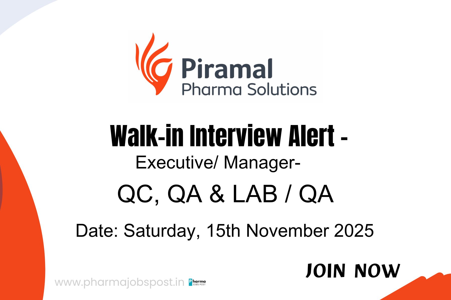 Piramal Pharma Walk-In Drive 2025: Hiring for QC, QA & Manager Roles in ...