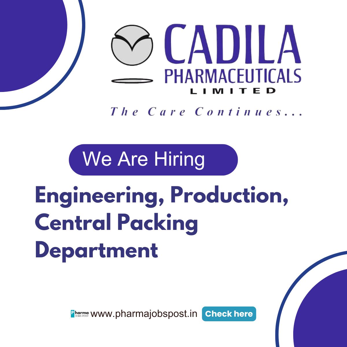 Cadila Pharmaceuticals Invites Applications for Production, Packing ...