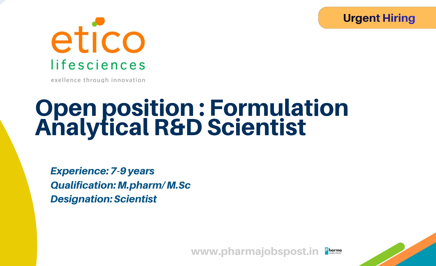 Etico Lifesciences Announces Hiring for Formulation Analytical R&D ...