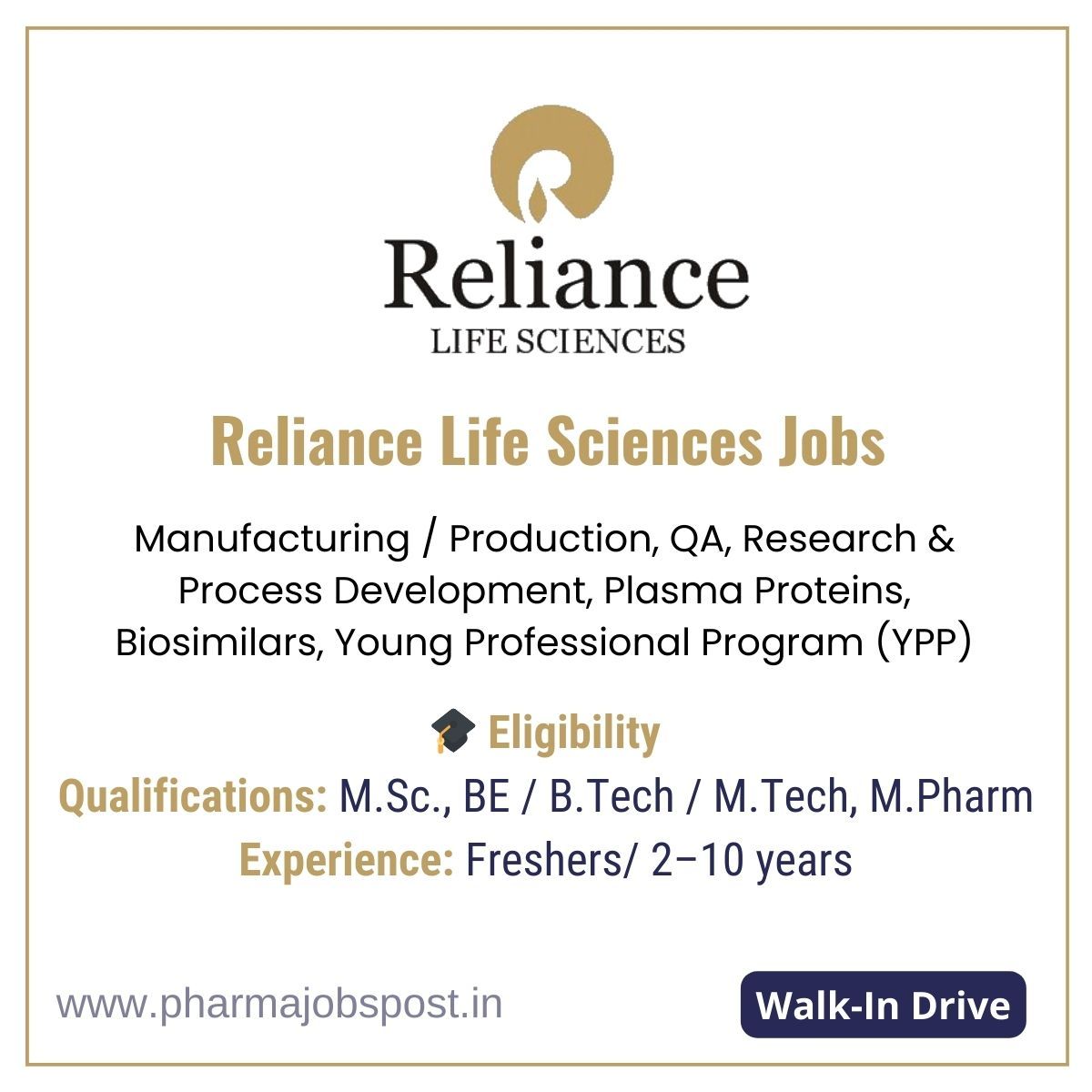 Reliance Life Sciences Recruitment 2025 – Freshers & Experienced | Navi ...