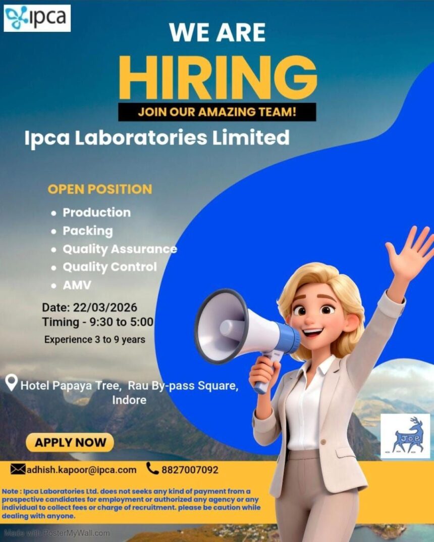 Ipca Laboratories Walk-In Interview 2026 | Production, QA, QC & Packing ...
