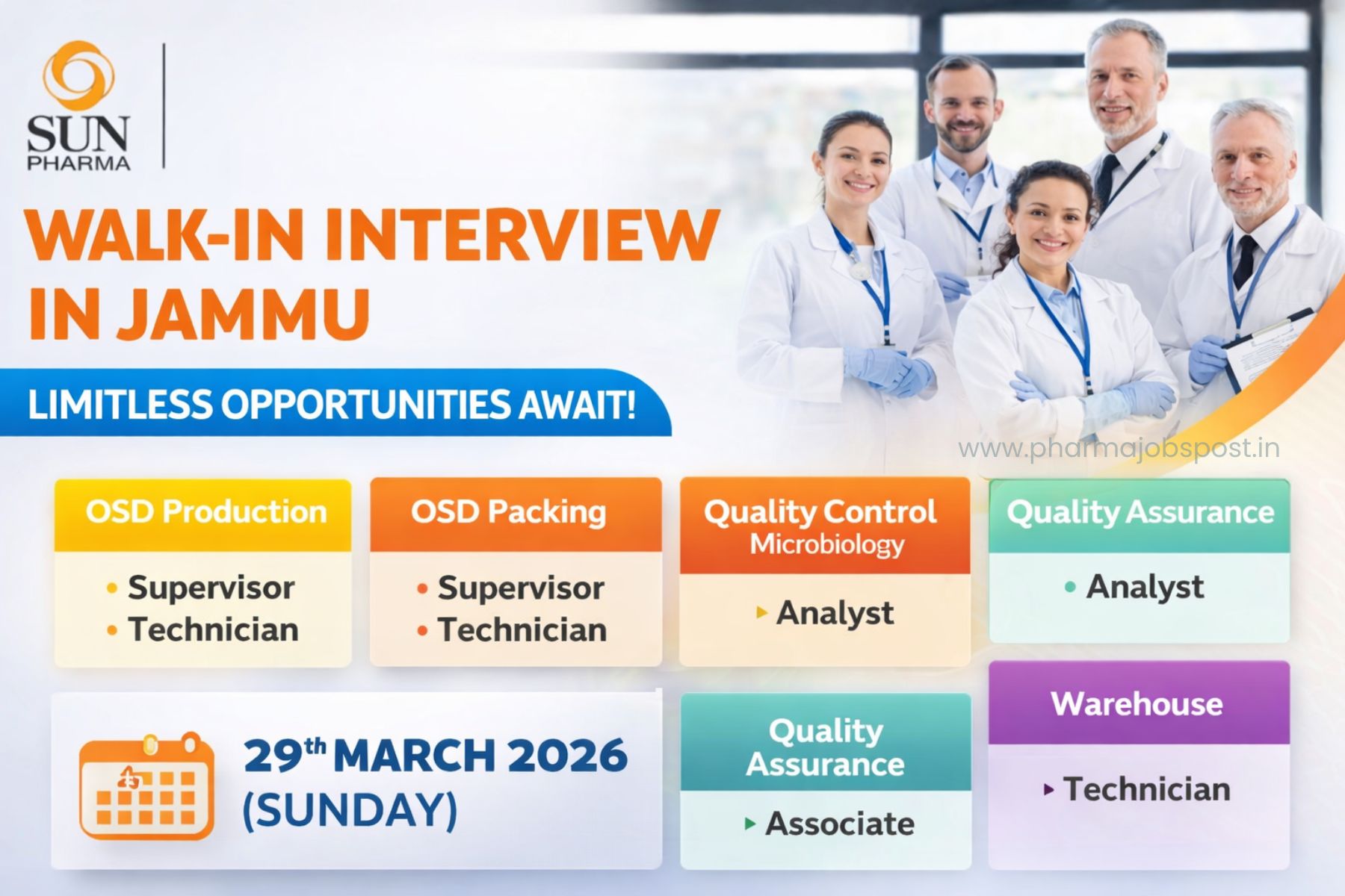 Sun Pharma Walk-In Interview 2026 Jammu | QA, QC, Production ...