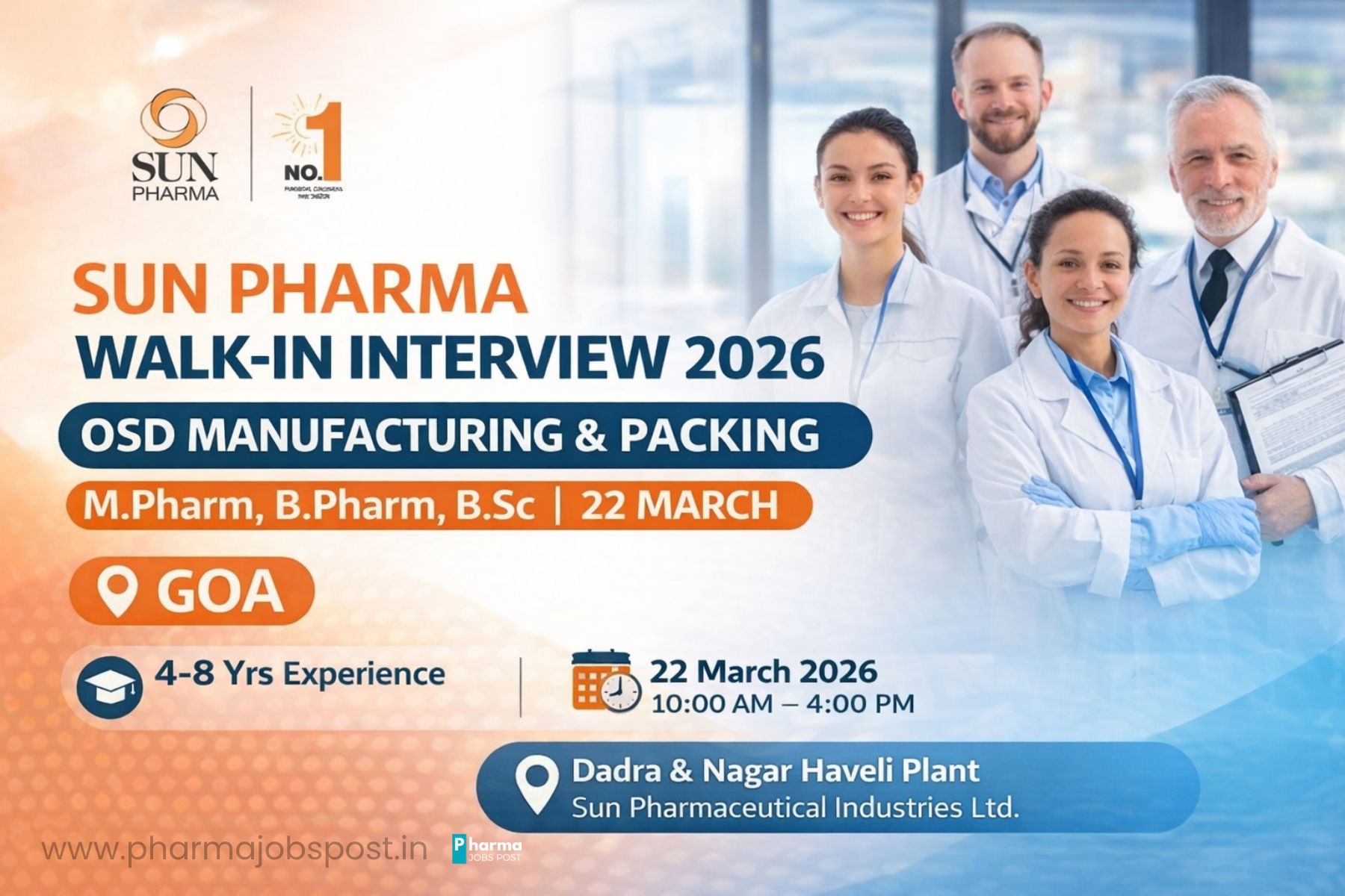 Sun Pharma Walk-In Interview 2026 for OSD Manufacturing & Packing | M ...
