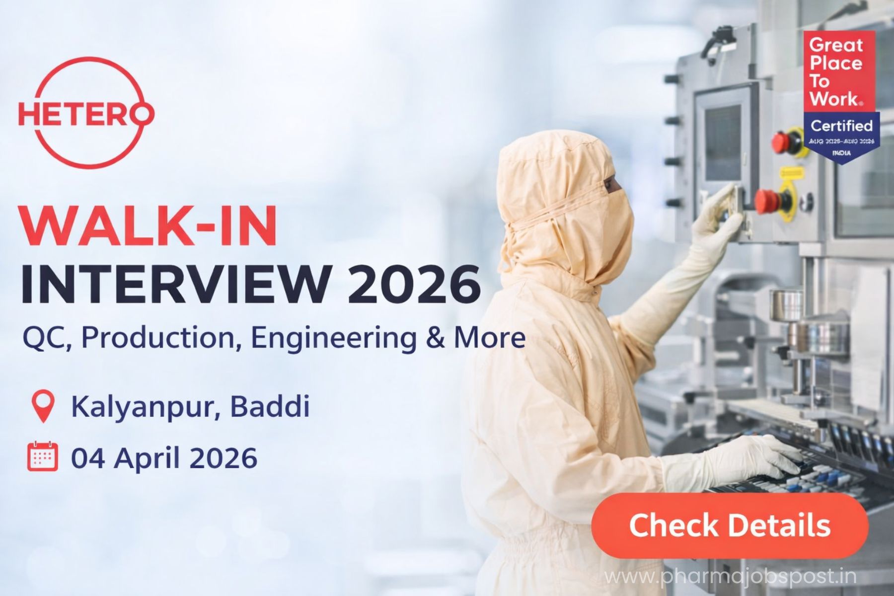 Hetero Walk-In Interview 2026 for QC, Microbiology, Production ...