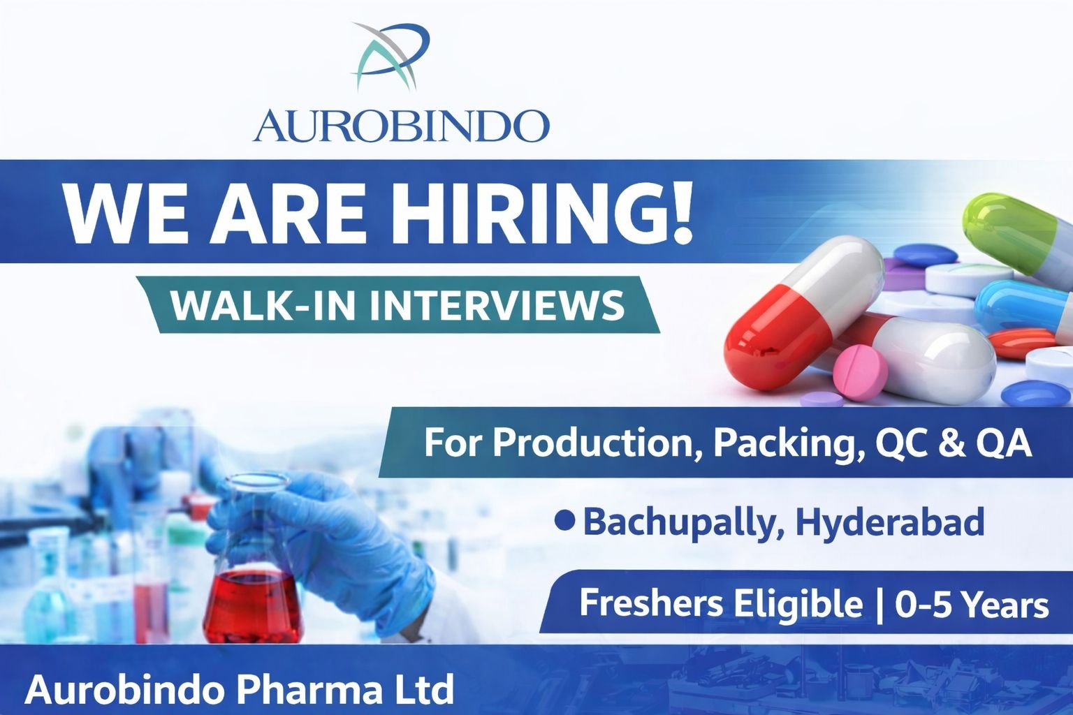 Aurobindo Pharma Walk-In Drive 2026 for Production, Packing, QC & QA ...