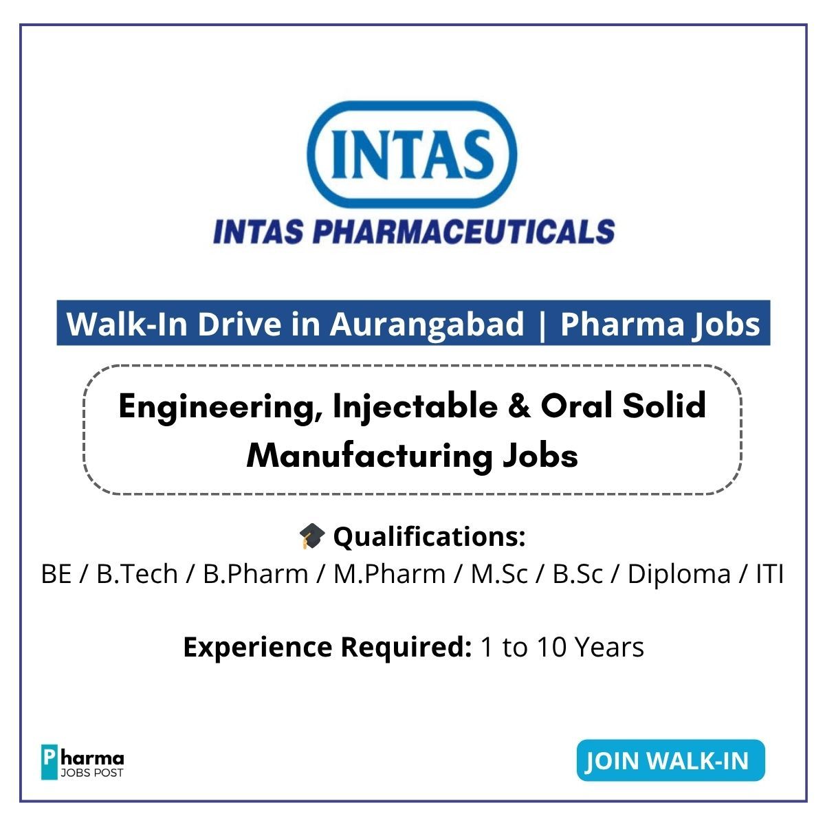 Intas Pharmaceuticals Walk-In Drive 2026 | Engineering, Injectable ...