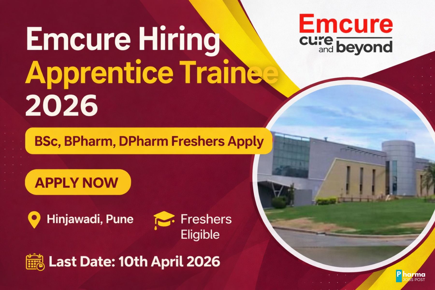 Emcure Hiring Apprentice Trainee 2026 | BSc, BPharm, DPharm Freshers ...