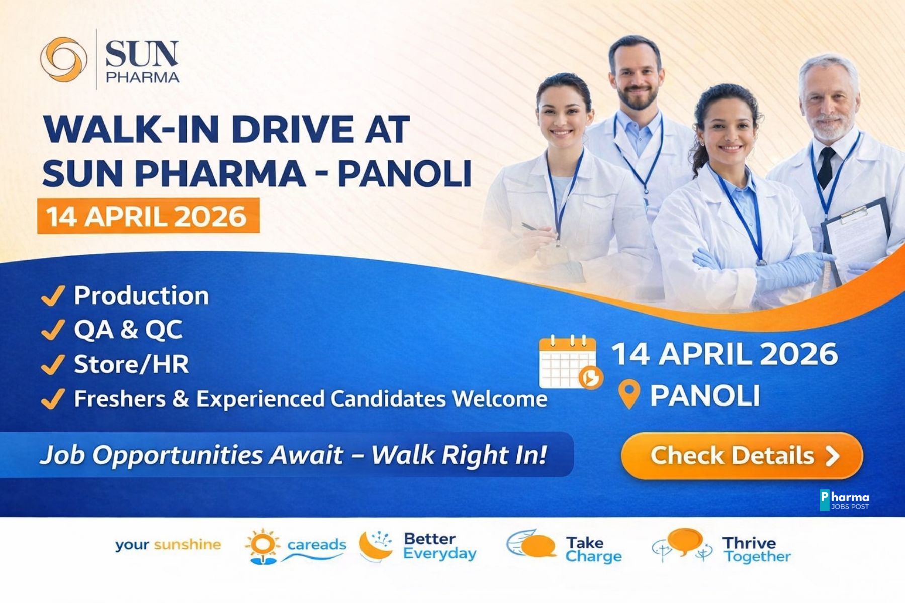 Sun Pharma Walk-In Drive 2026 | Freshers & Experienced Jobs in Panoli ...