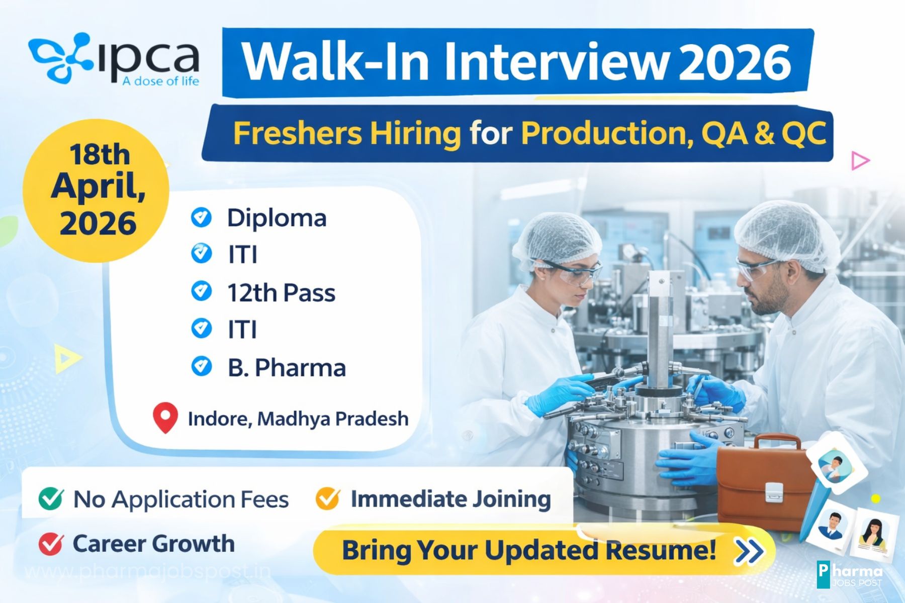 Ipca Laboratories Walk-In Interview 2026 | Freshers Hiring for ...