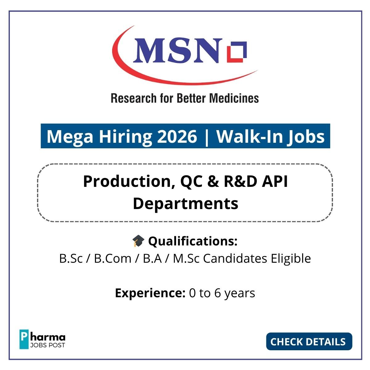 MSN Laboratories Walk-In Interview 2026 for Production, QC & R&D API ...