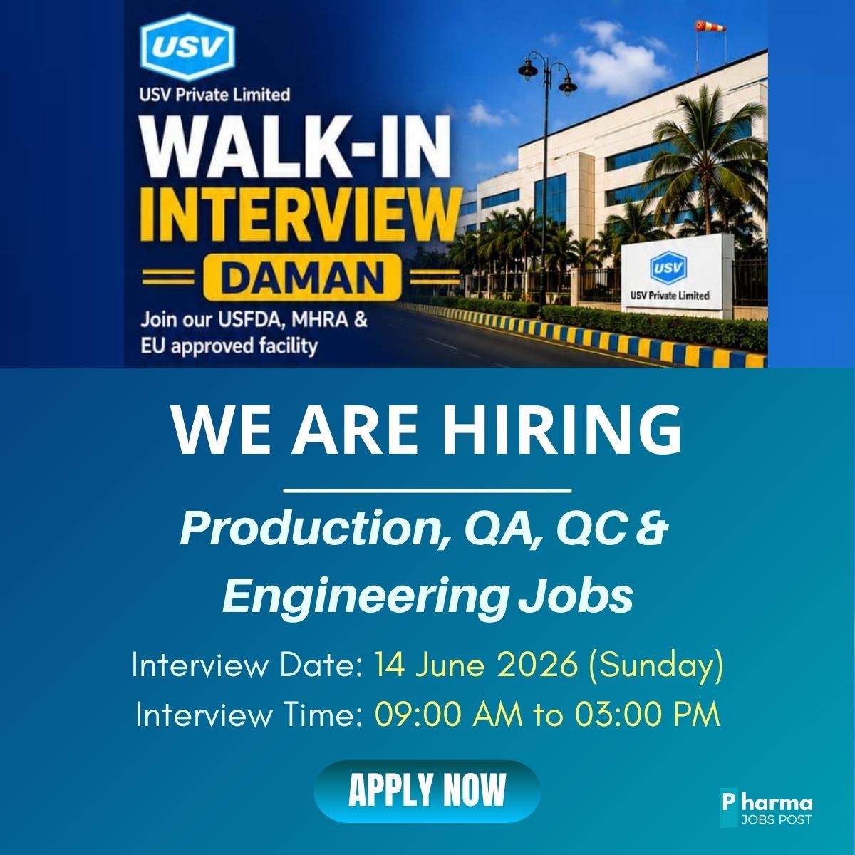 USV Private Limited Walk-In Interview 2026 for Production, QA, QC ...